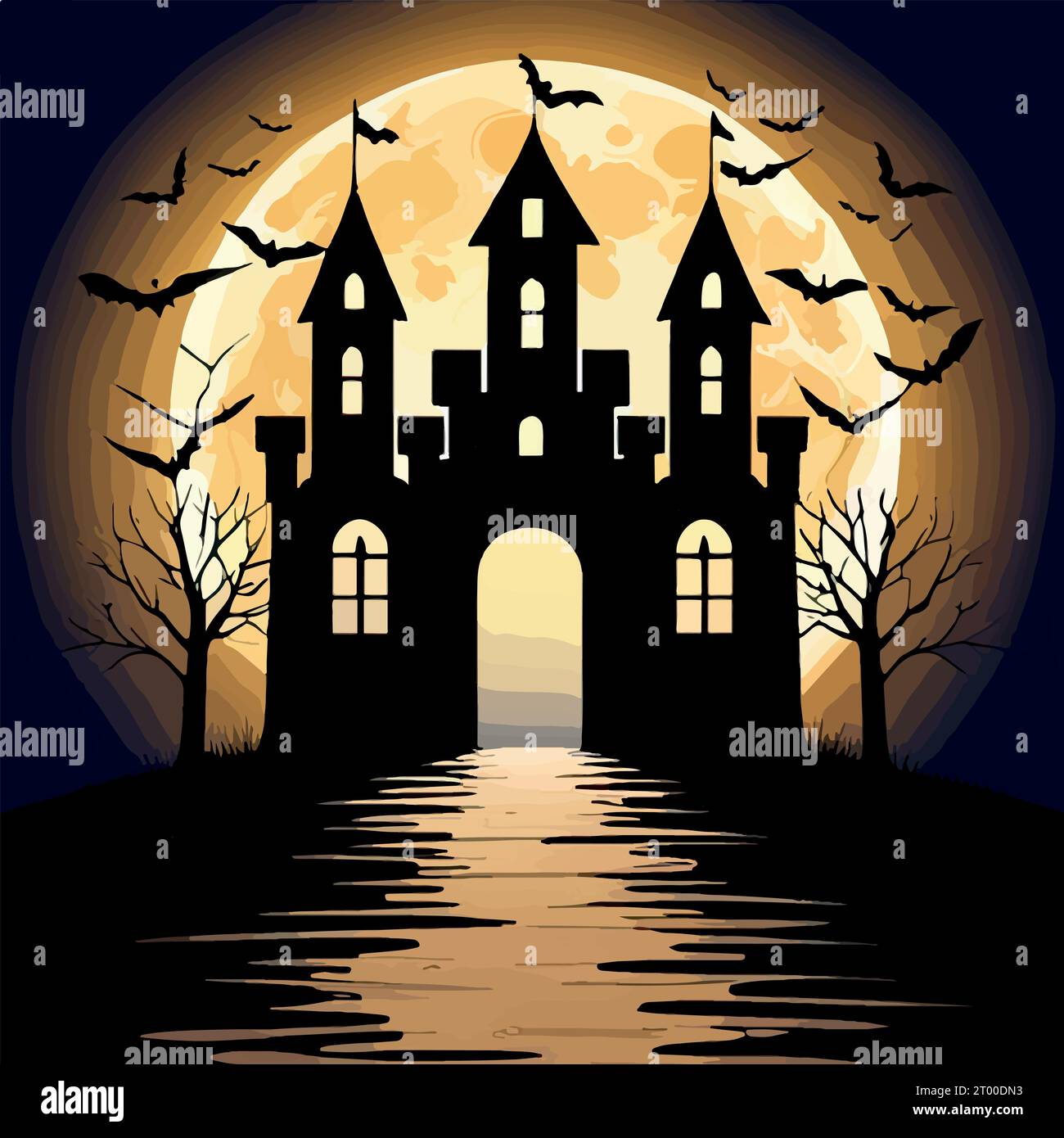 Halloween scene horror background with creepy pumpkins of spooky ...