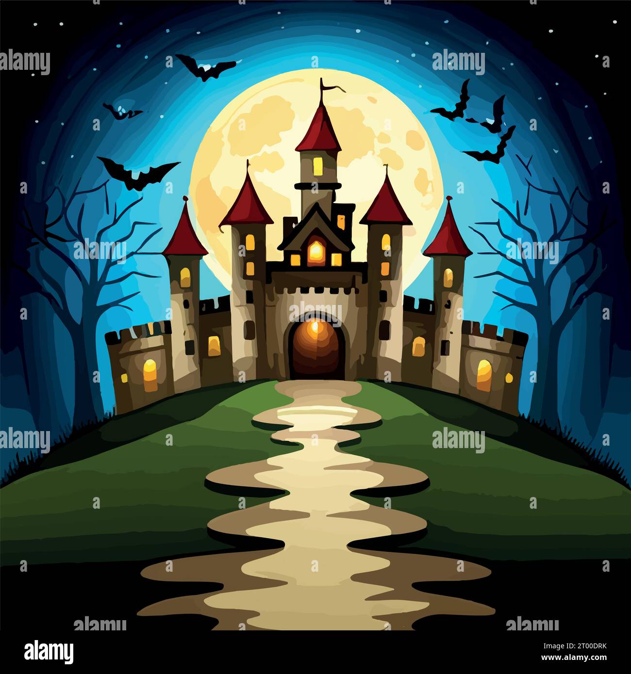 Halloween scene horror background with creepy pumpkins of spooky ...
