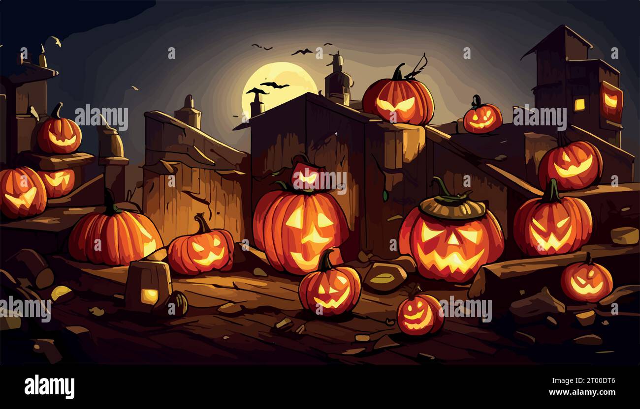 Spooky halloween pumpkins, Jack O Lantern, with an evil face and eyes ...