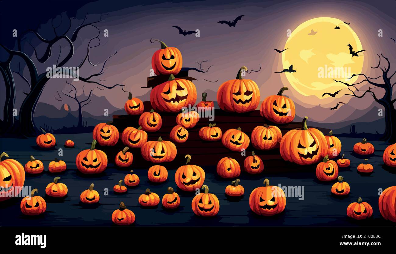 Spooky halloween pumpkins, Jack O Lantern, with an evil face and eyes ...