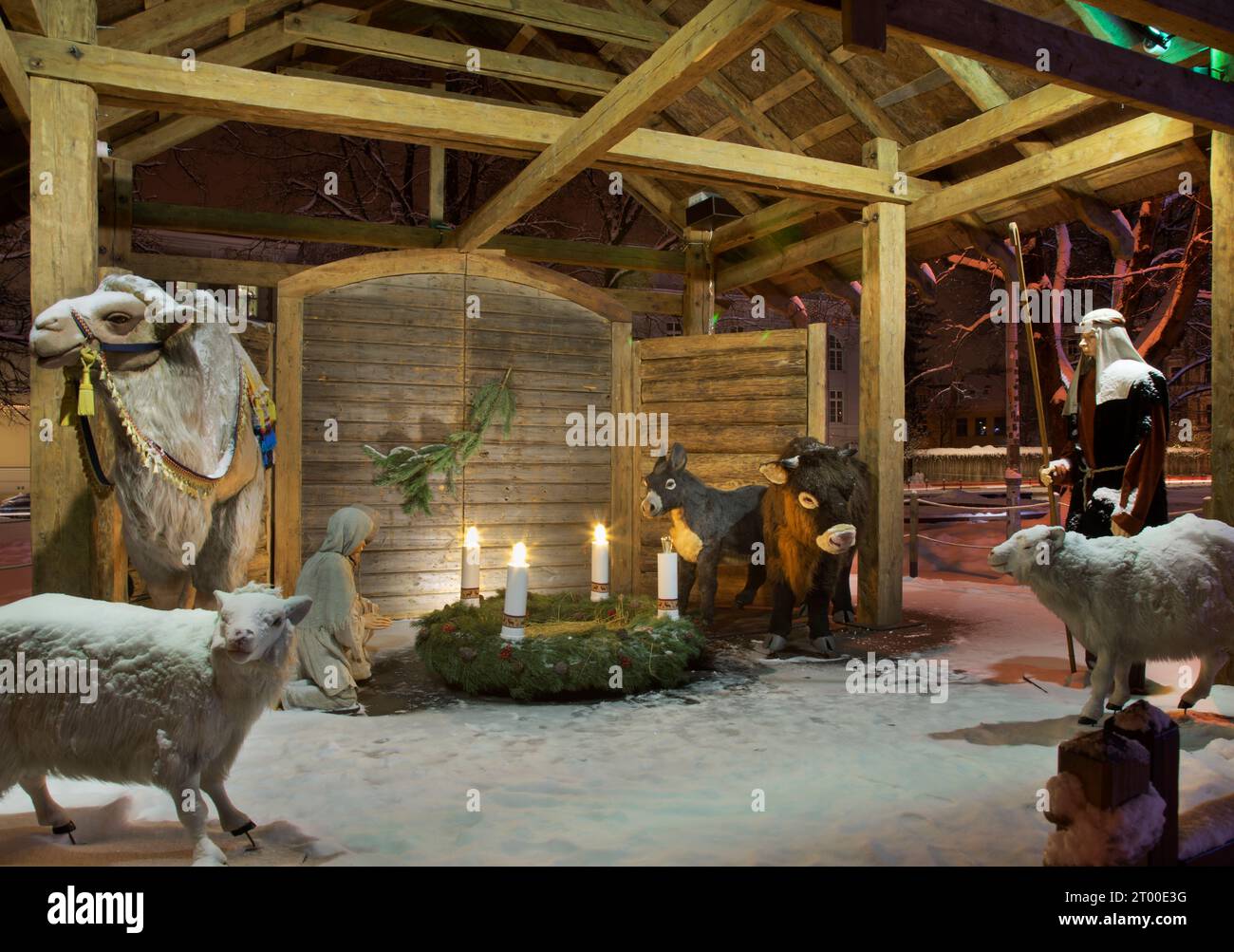 Nativity scene at Cathedral square in Vilnius. Lithuania Stock Photo ...