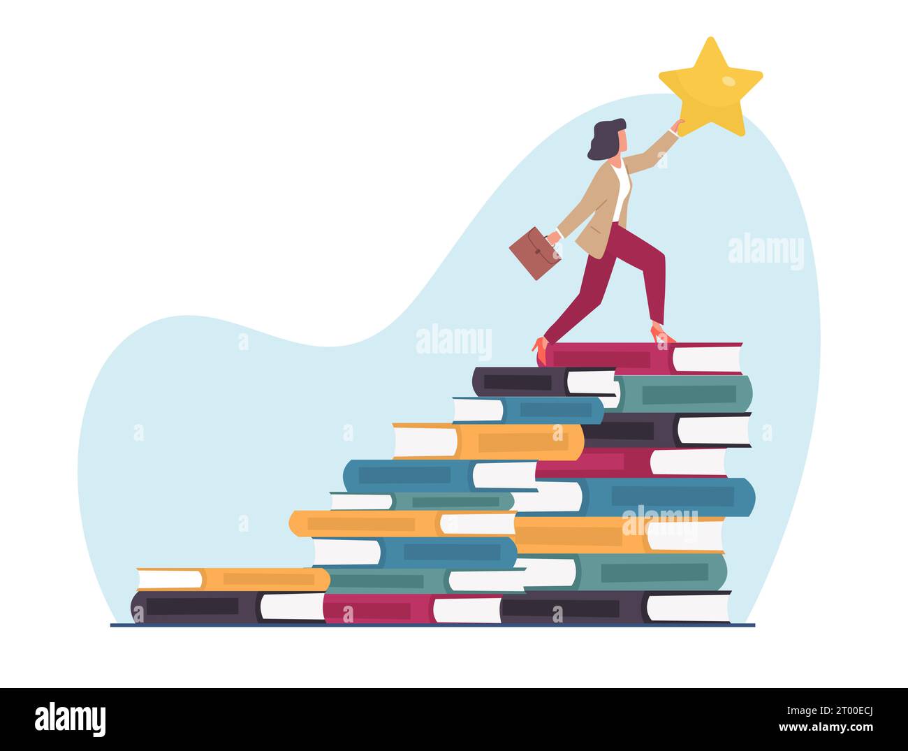 Books and knowledge help achieve goals and success, business lady ...