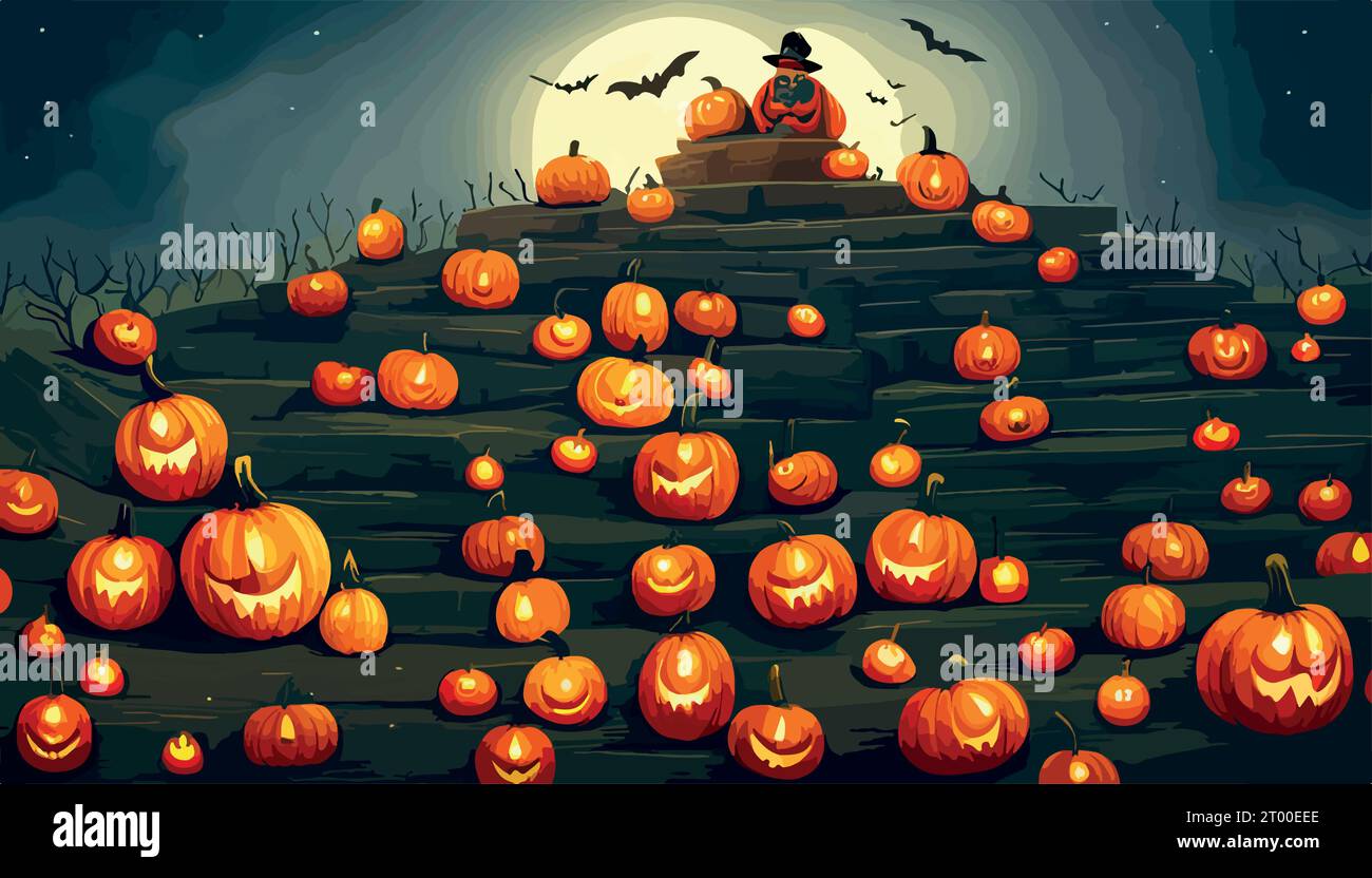 Spooky halloween pumpkins, Jack O Lantern, with an evil face and eyes ...