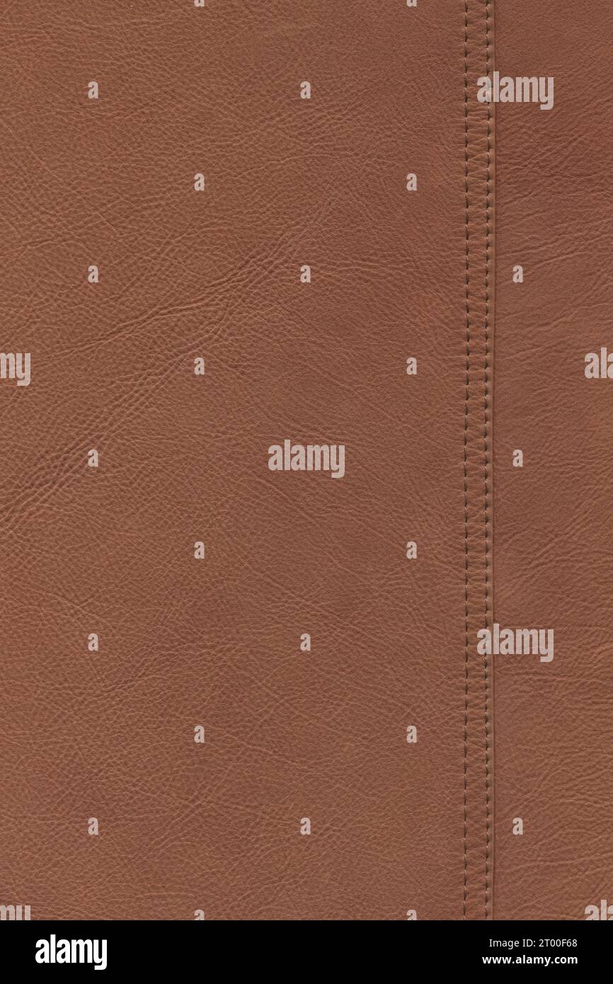 Terracotta calf leather texture. The skin is bovine with stitching ...