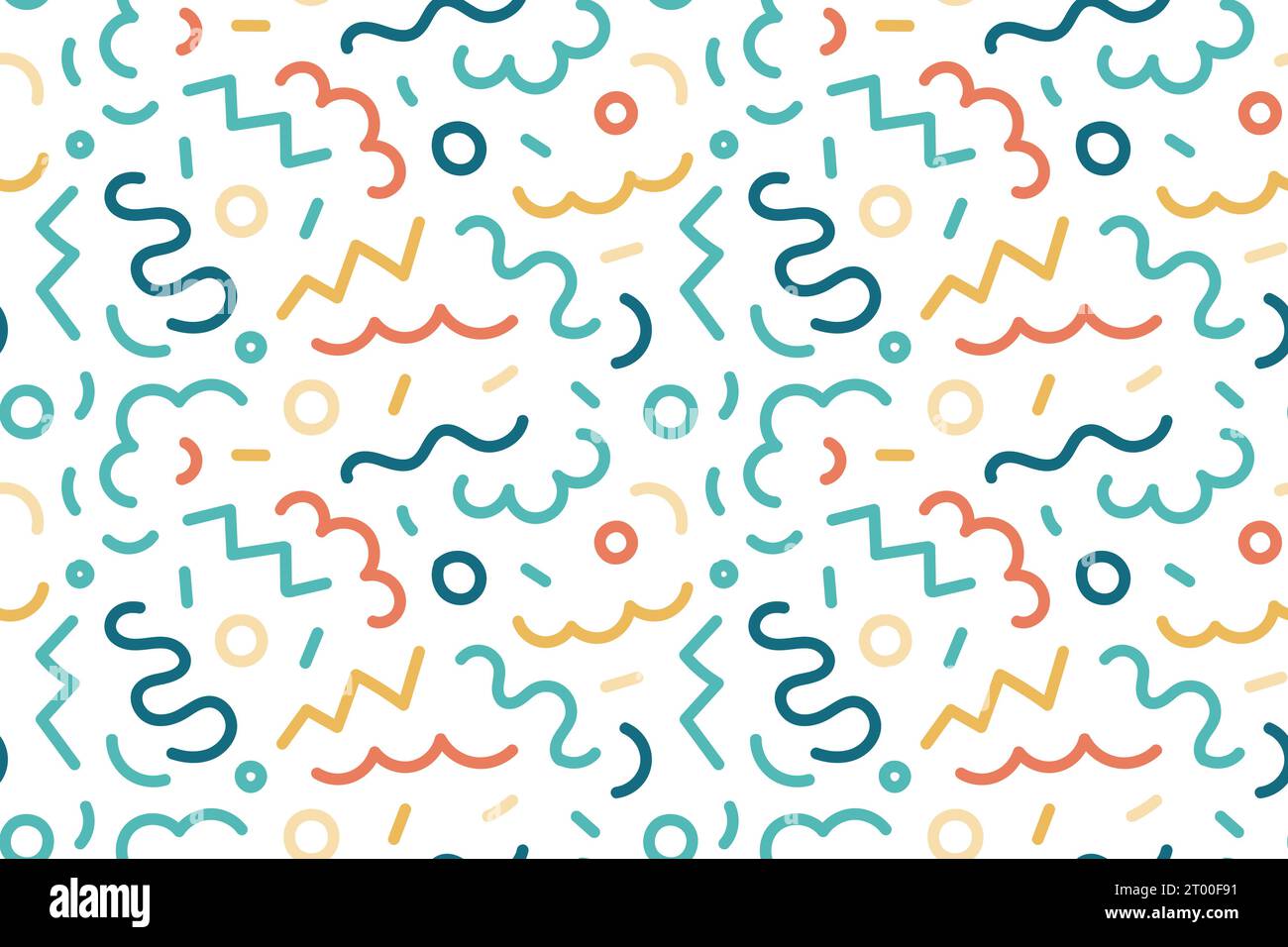 Creative cute squiggle print with colored abstract squiggles. Seamless ...