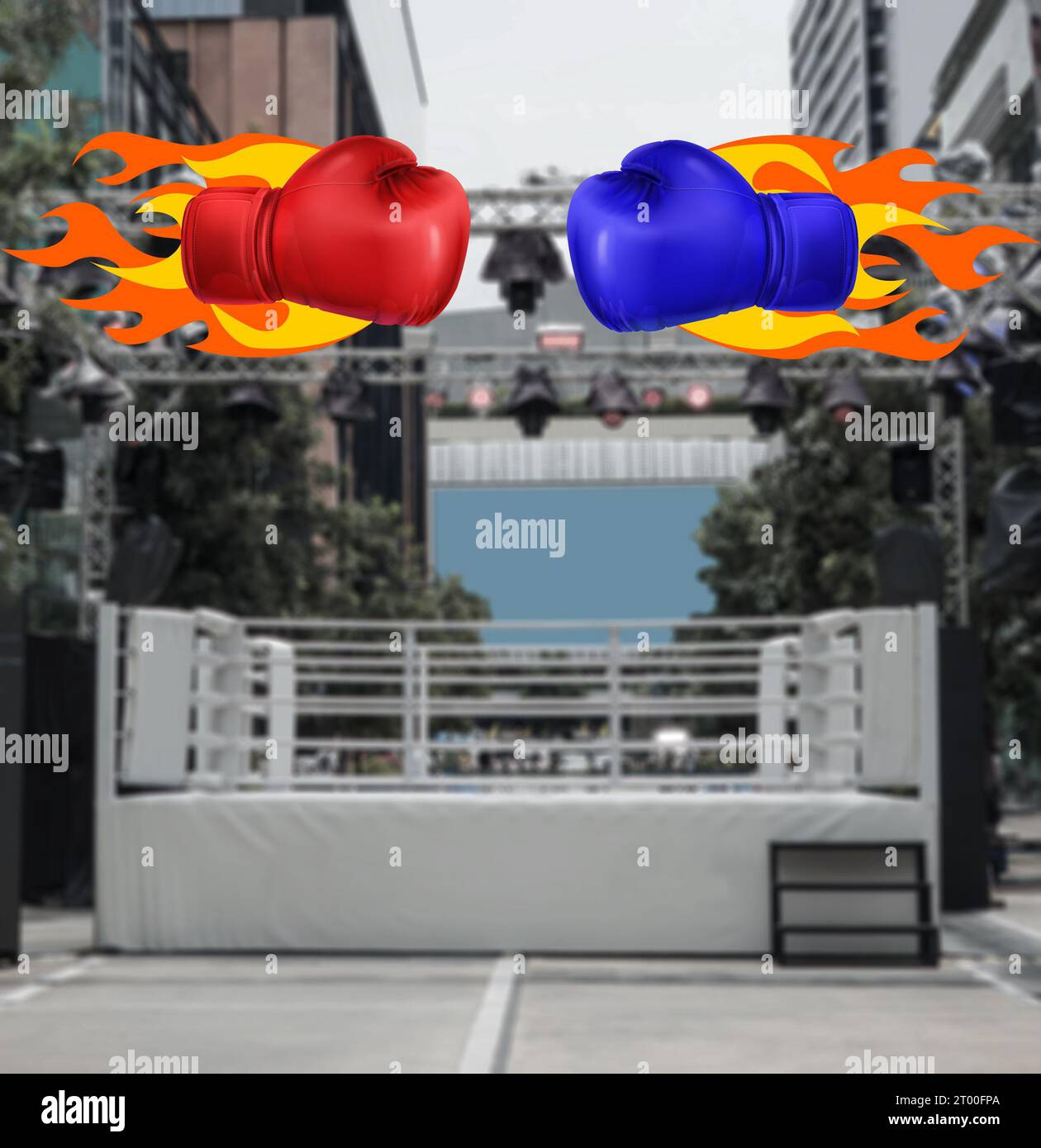 Boxing ring arena with versus board of rivals Stock Photo - Alamy