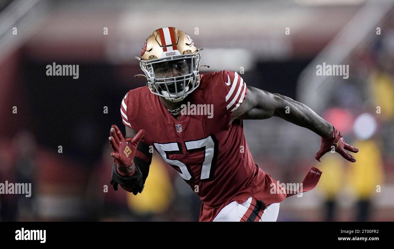 San Francisco 49ers linebacker Dre Greenlaw against the New York Giants ...