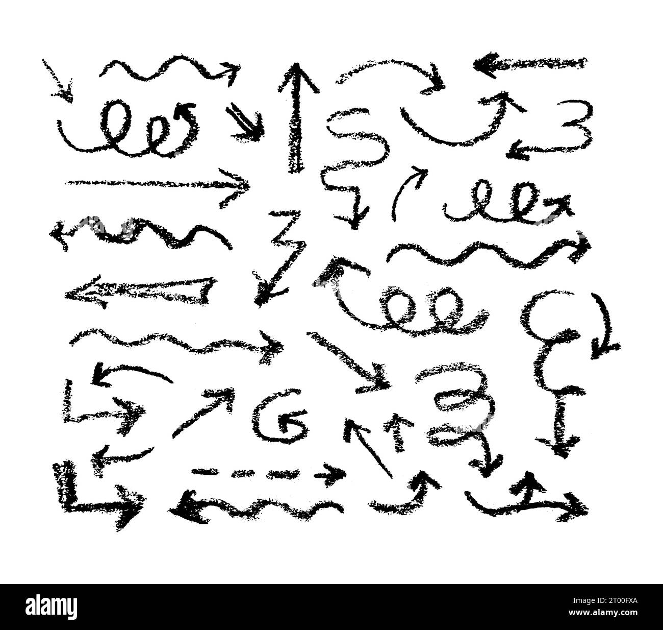 Set of crayon emphasis. strikethrough black charcoal lines. doodle ...