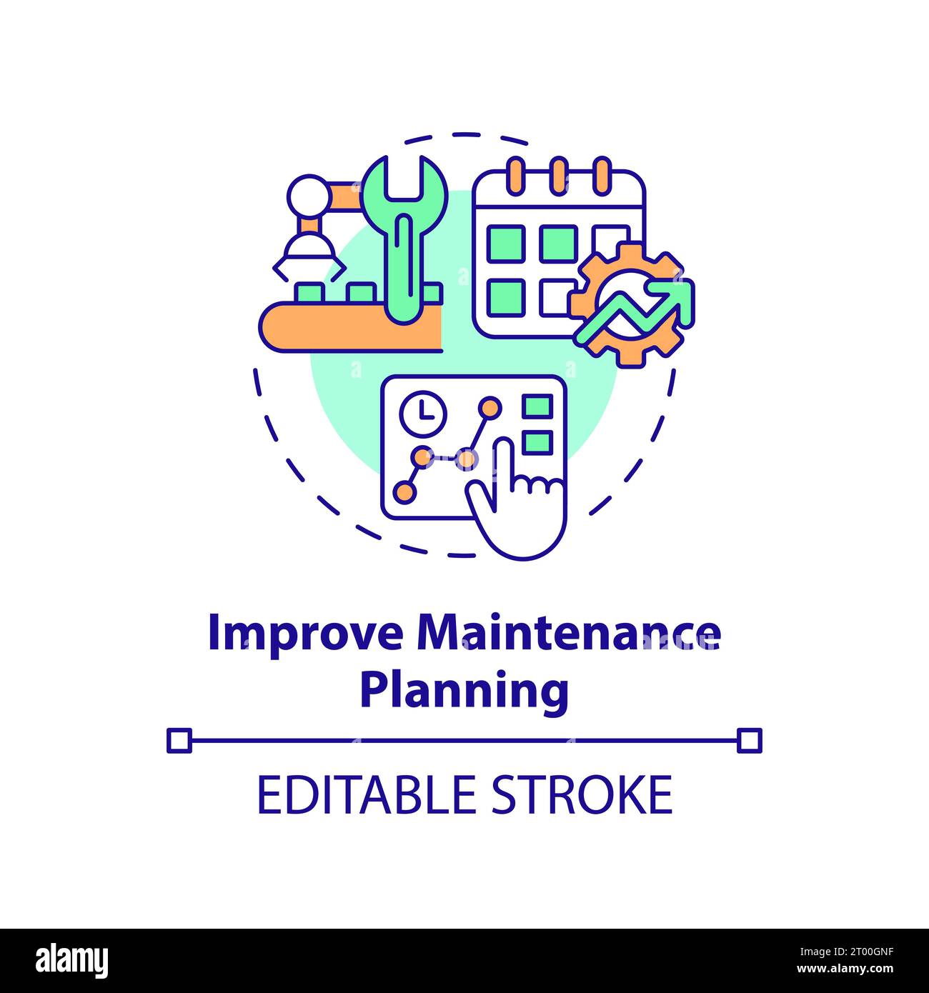 2D thin linear icon improve maintenance planning concept Stock Vector ...
