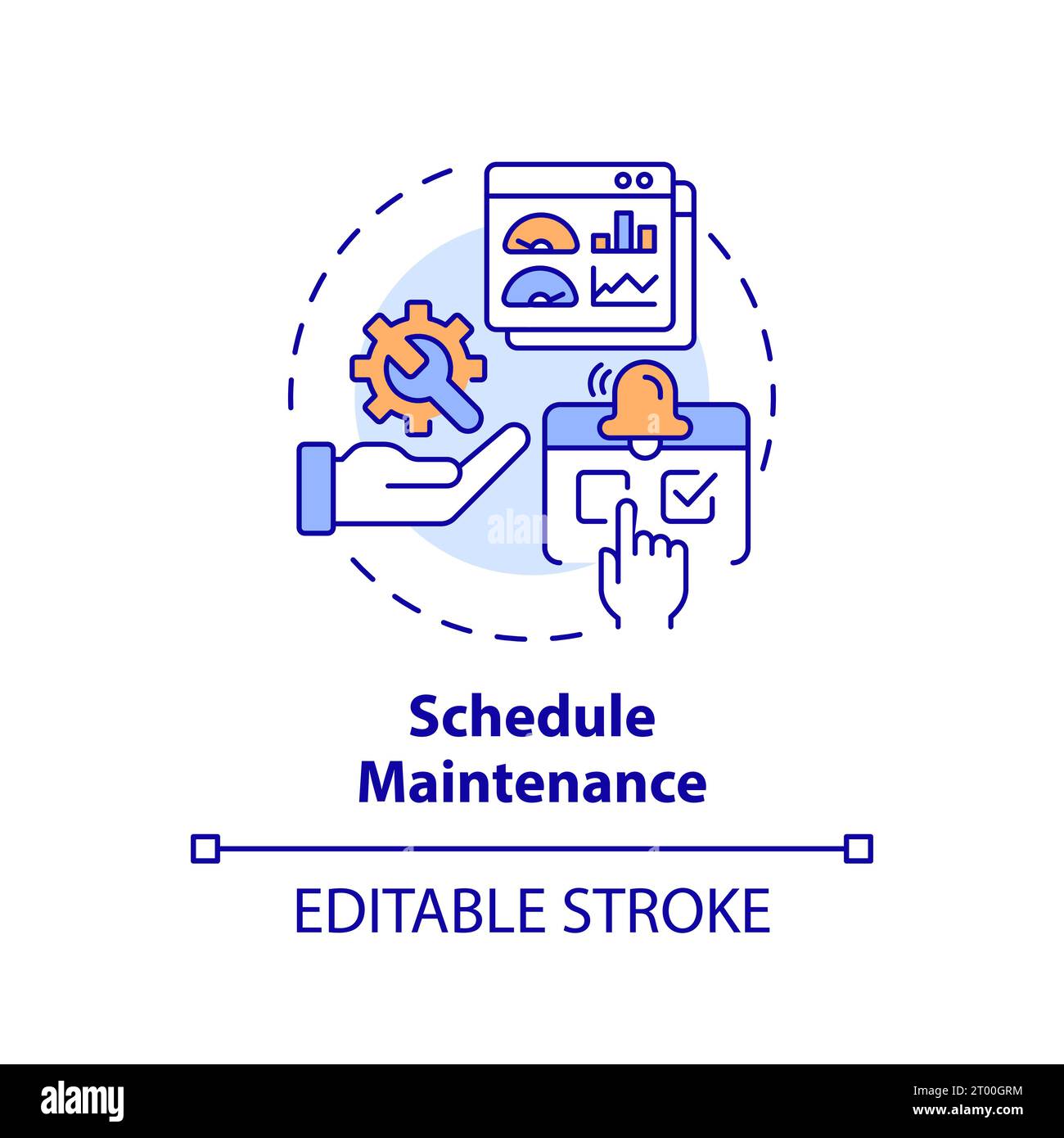2D colorful thin linear icon schedule maintenance concept Stock Vector ...