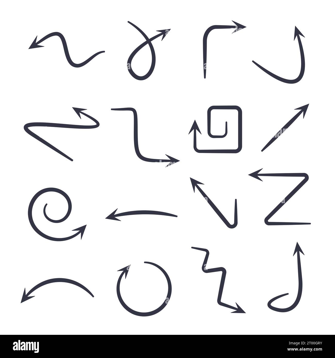 Hand drawn arrows. Vector hand drawn arrows set isolated on white Stock ...