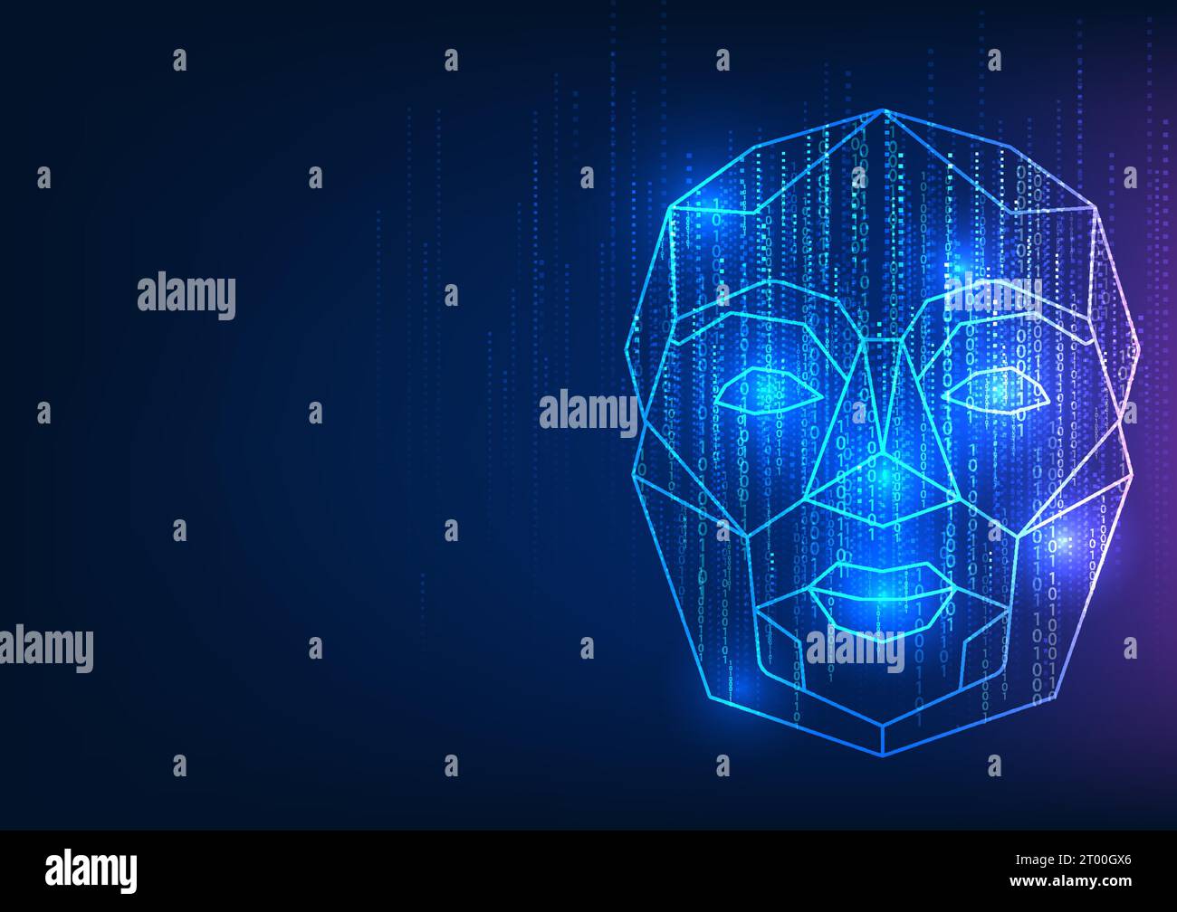 Technology concept background featuring the face of an artificial ...