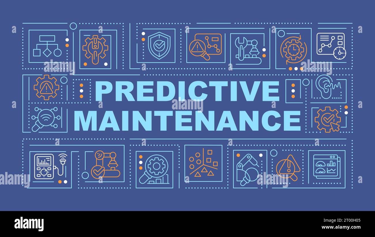 2D predictive maintenance text with thin linear icons Stock Vector ...