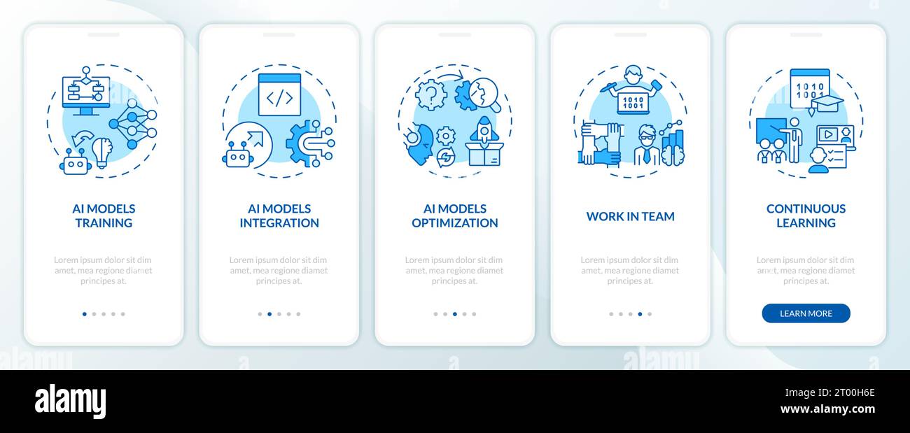 Walkthrough AI engineer with blue icons Stock Vector Image & Art - Alamy