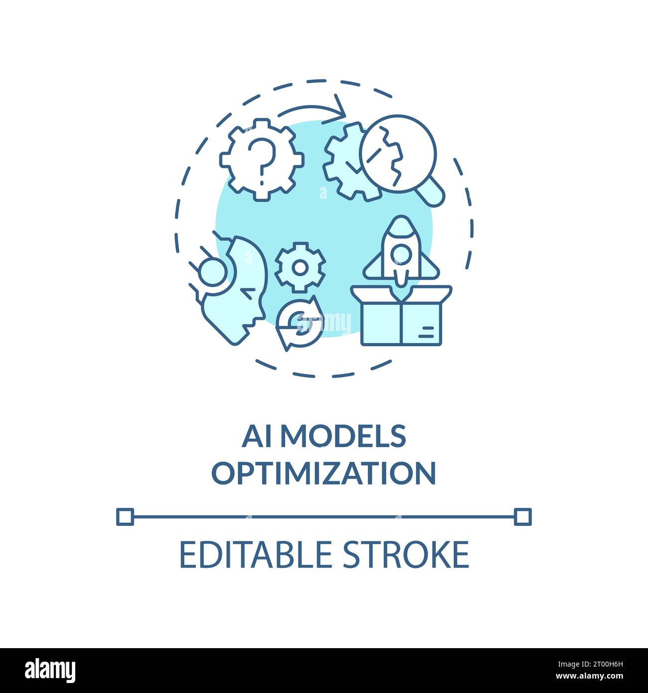 Blue thin line icon AI models optimization concept Stock Vector Image ...