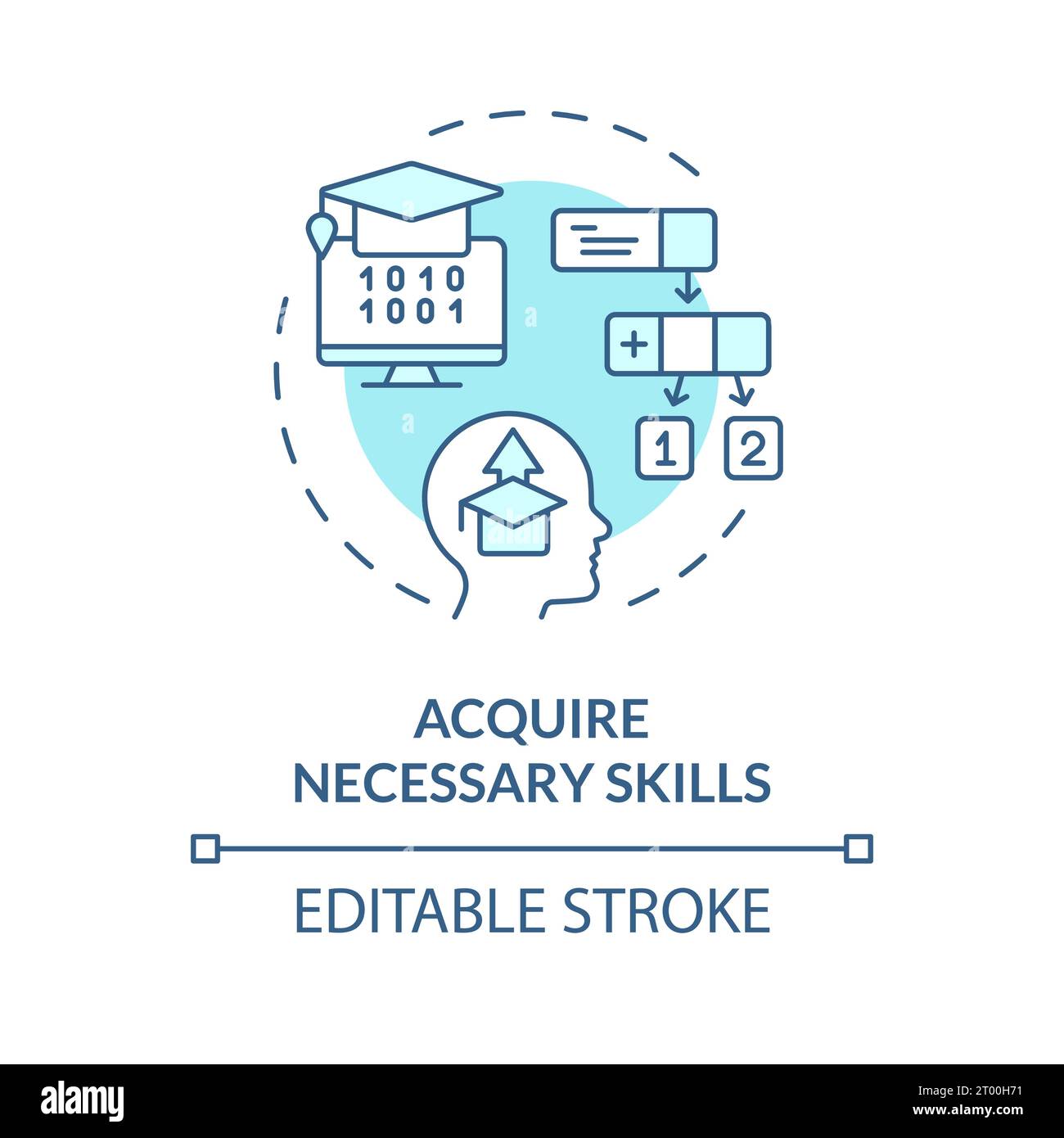 2D thin line acquire necessary skills icon concept Stock Vector Image ...