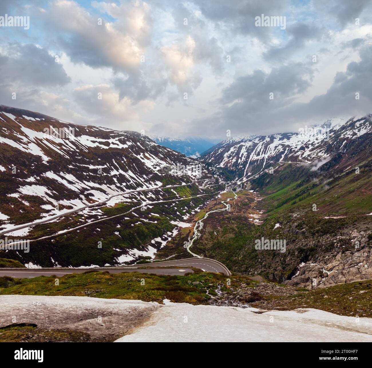 Spring Swiss Alps mountain landscape Stock Photo - Alamy