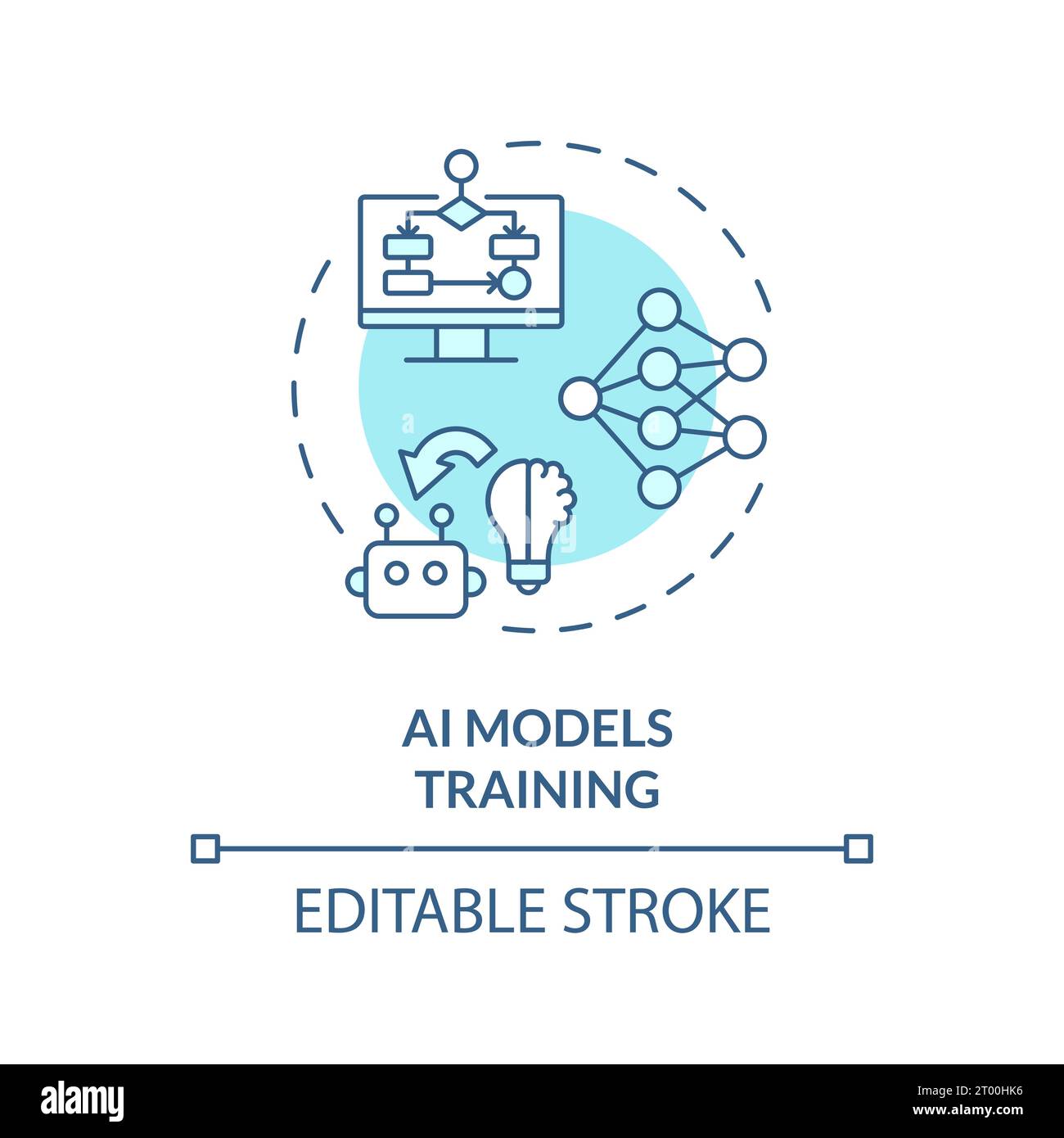 2D blue thin line icon AI models training concept Stock Vector Image ...