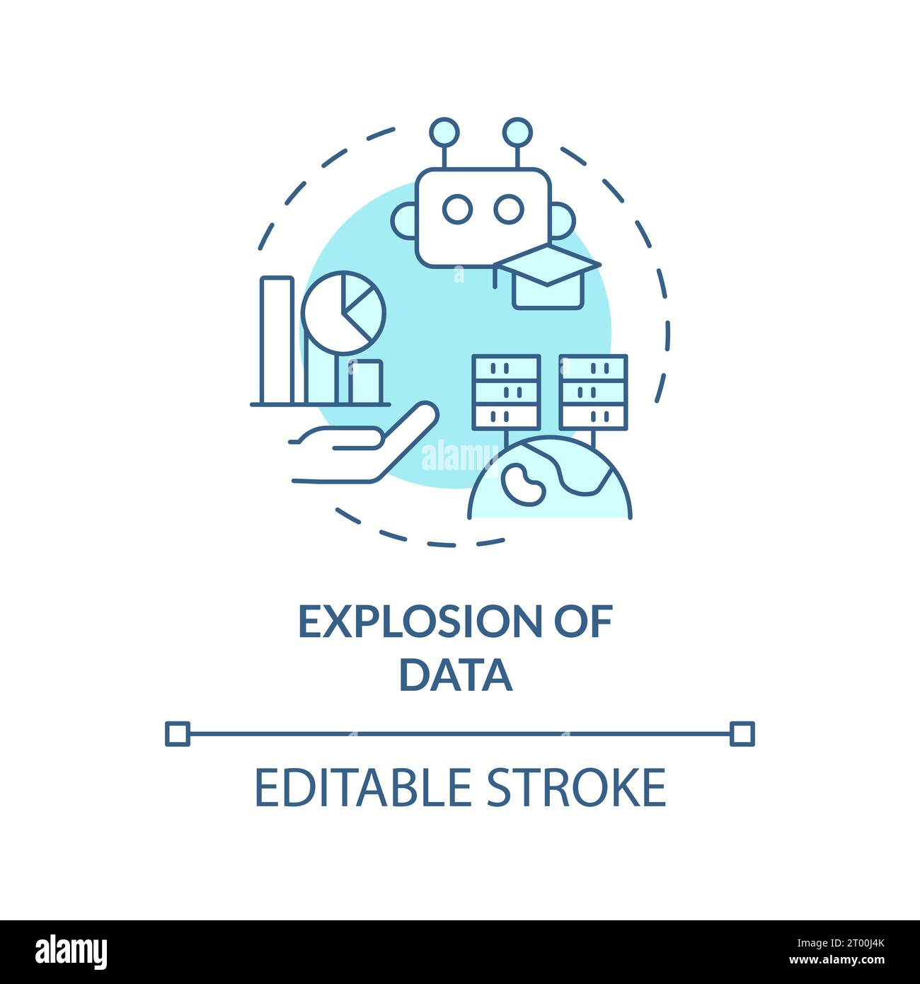 2D blue thin linear icon explosion of data concept Stock Vector Image ...