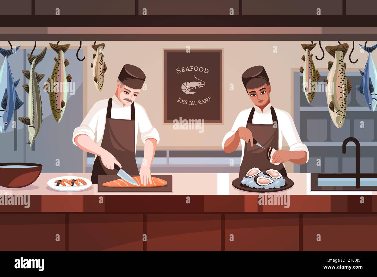 Oyster workers Stock Vector Images - Alamy
