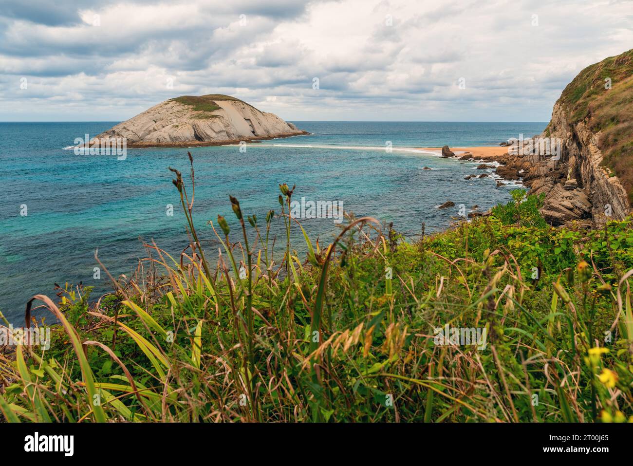 Playa de Covachos beach in Santander, Cantabria, North Spain with rocky ...