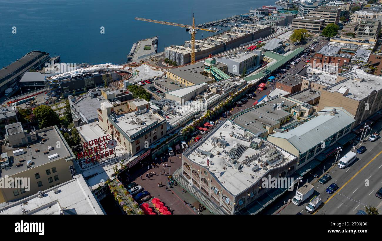 Aerial View of Public Market In Seattle, Washington, United States ...