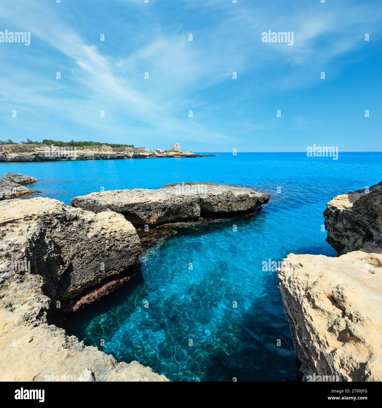Cavern Grotta della poesia, Roca Vecchia, Salento sea coast, Italy ...