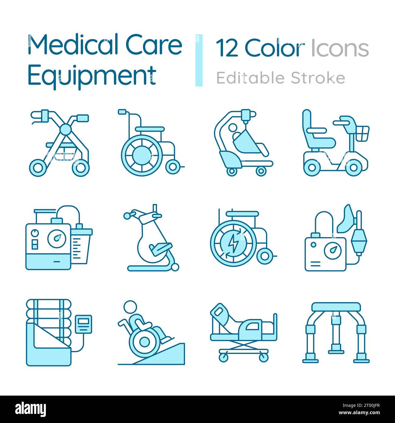 2D editable blue medical equipment icons pack Stock Vector Image & Art ...