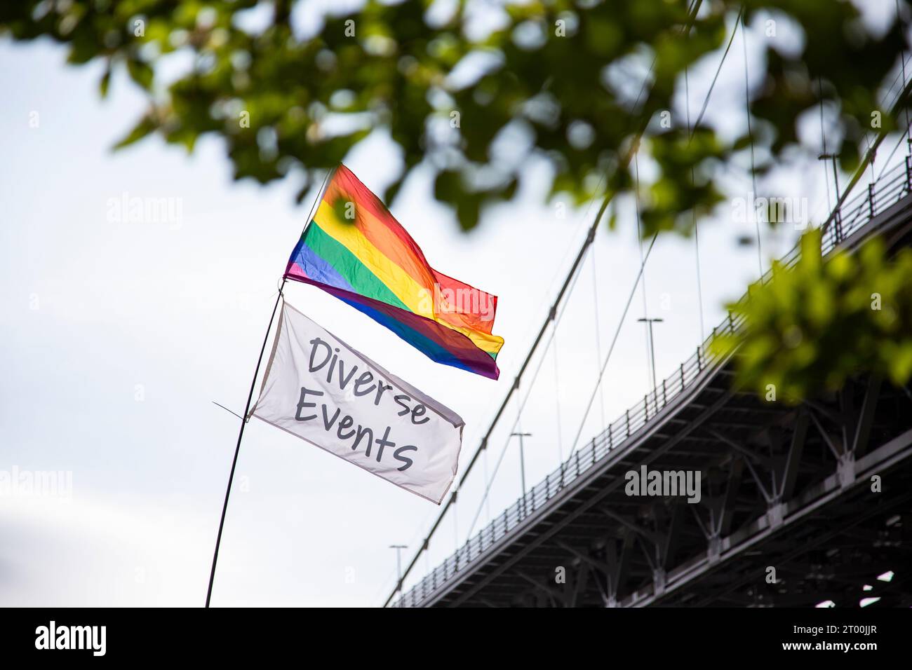 Pride event signage in Saltash 3rd June 2023 - pride flag Stock Photo ...