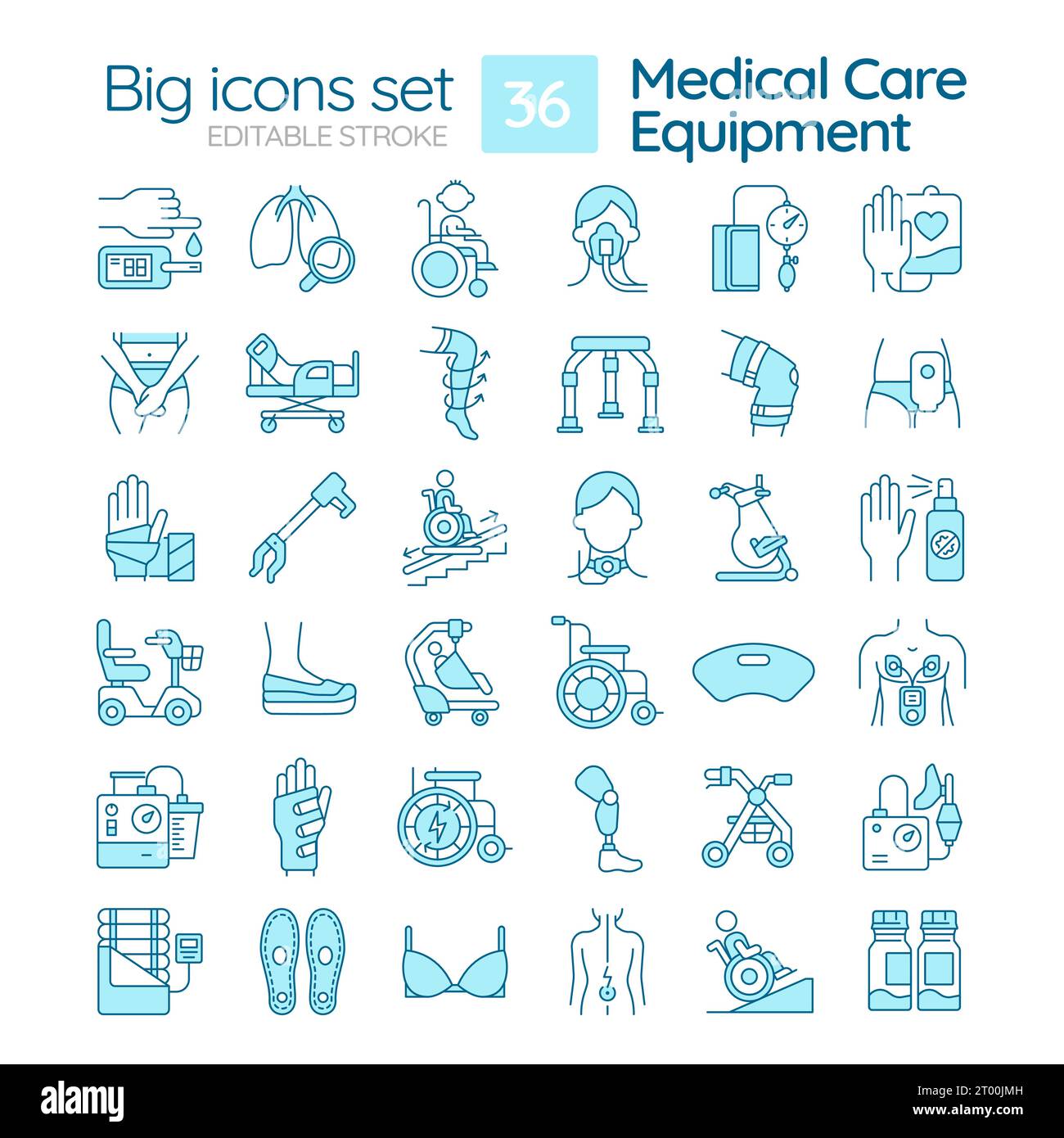 2D customizable blue medical equipment icons set Stock Vector Image ...