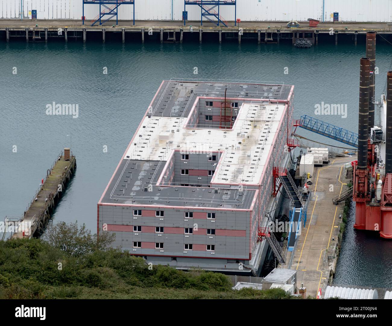 Bibby Stockholm asylum seeker barge moored in Portland Port Dorset 2/10 ...