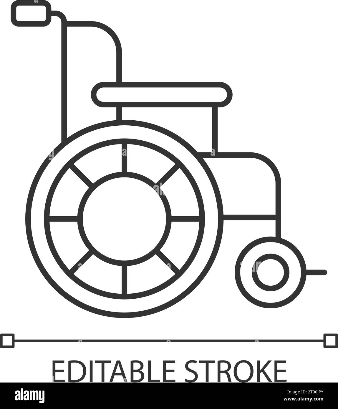 2D customizable thin line black wheelchair icon Stock Vector Image ...