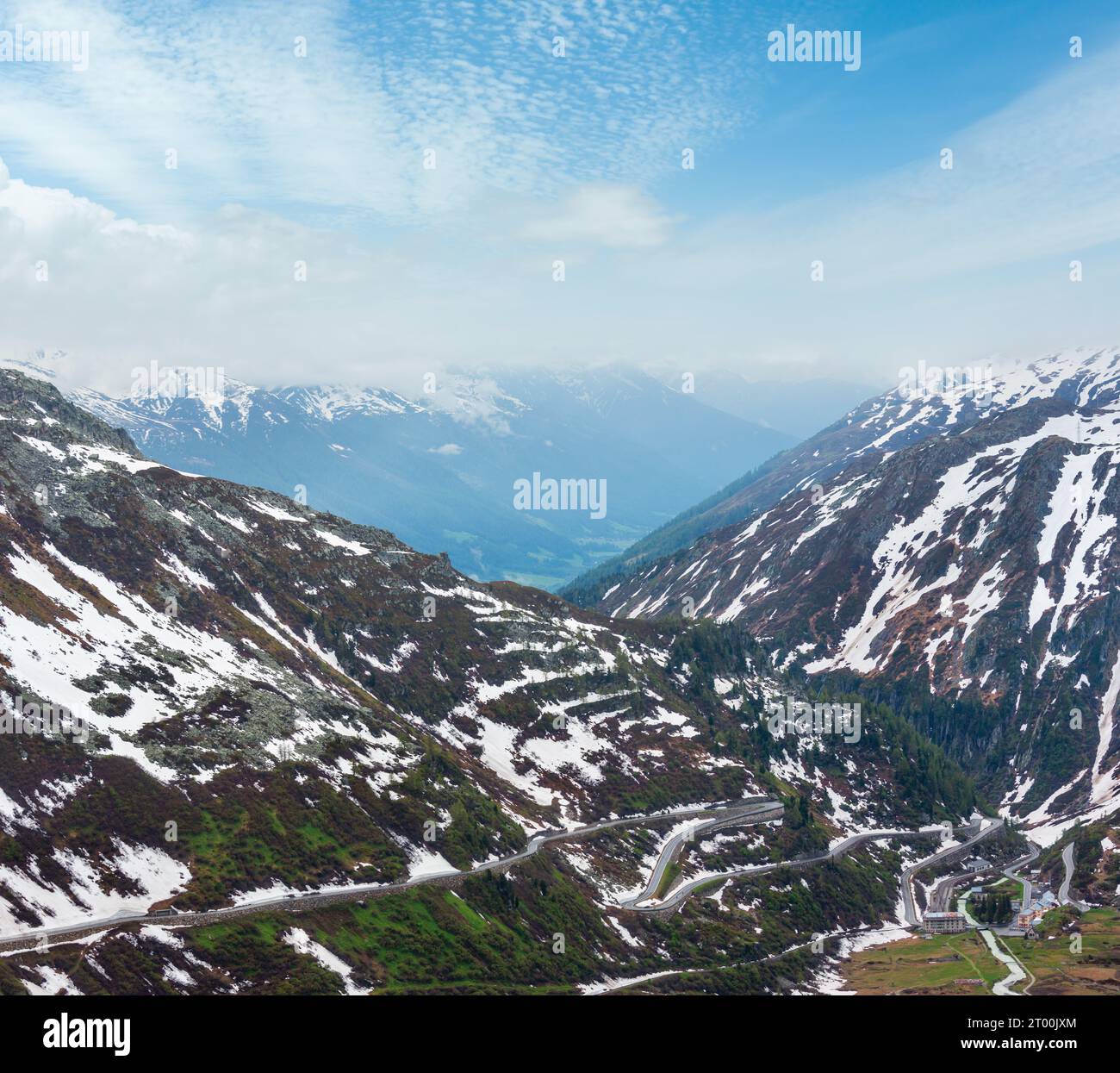 Spring Swiss Alps mountain landscape Stock Photo - Alamy