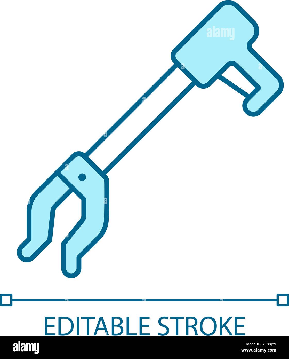 2D customizable thin line blue long reach grabber icon Stock Vector ...