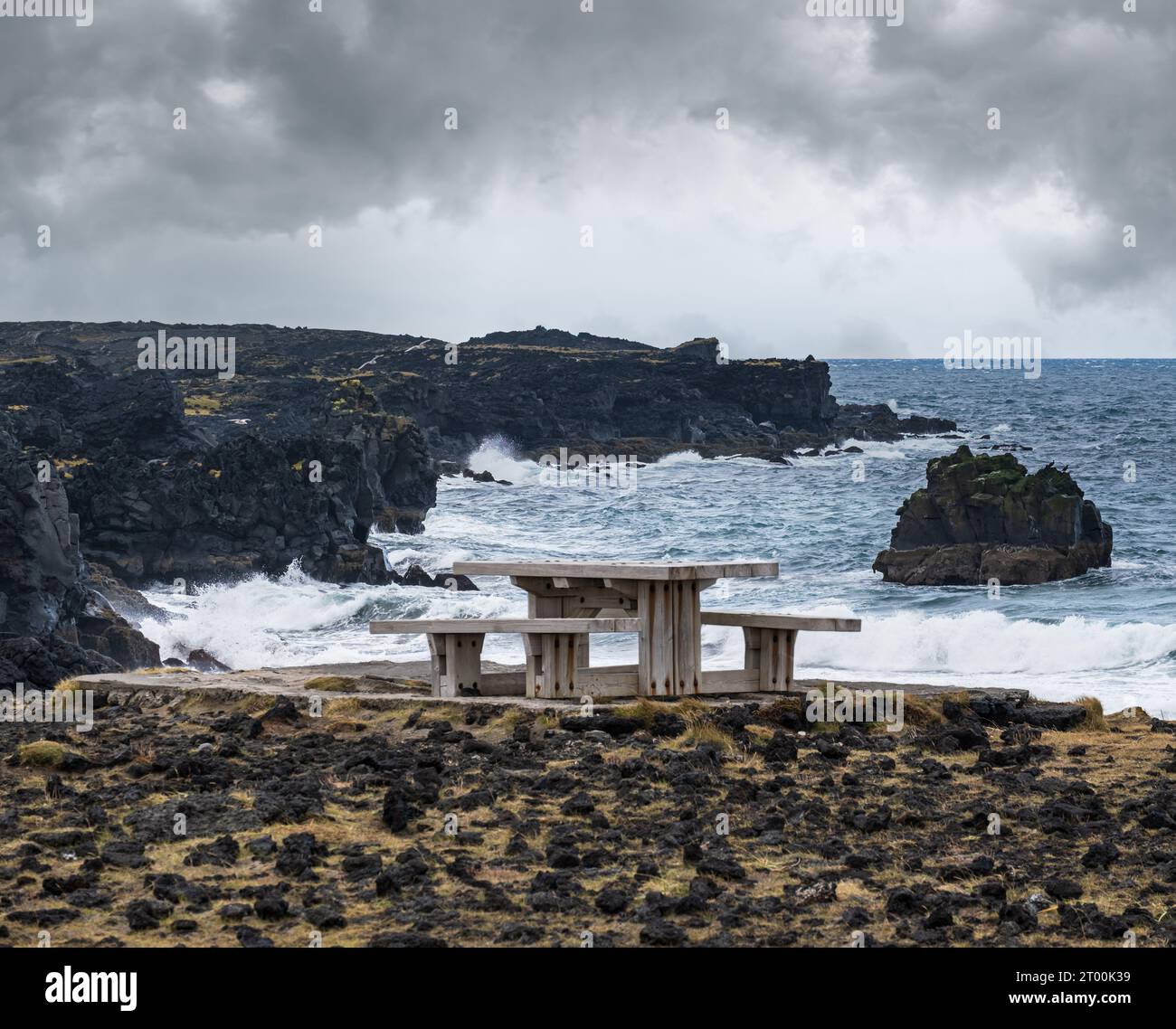 View during auto trip in West Iceland, Snaefellsnes peninsula ...