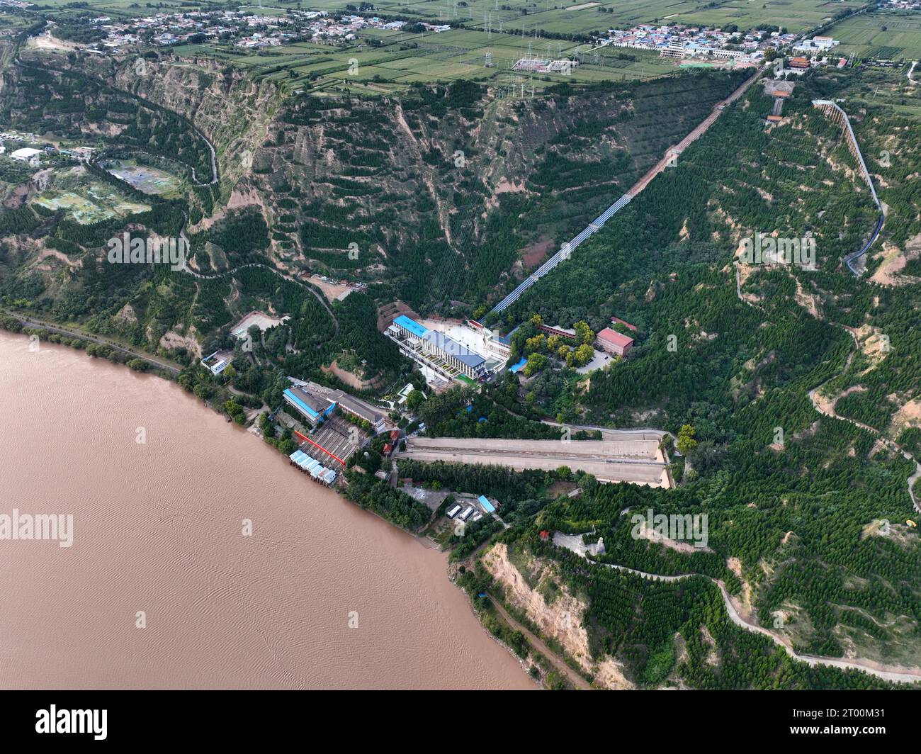 (231003) -- RUICHENG, Oct. 3, 2023 (Xinhua) -- This aerial photo taken ...