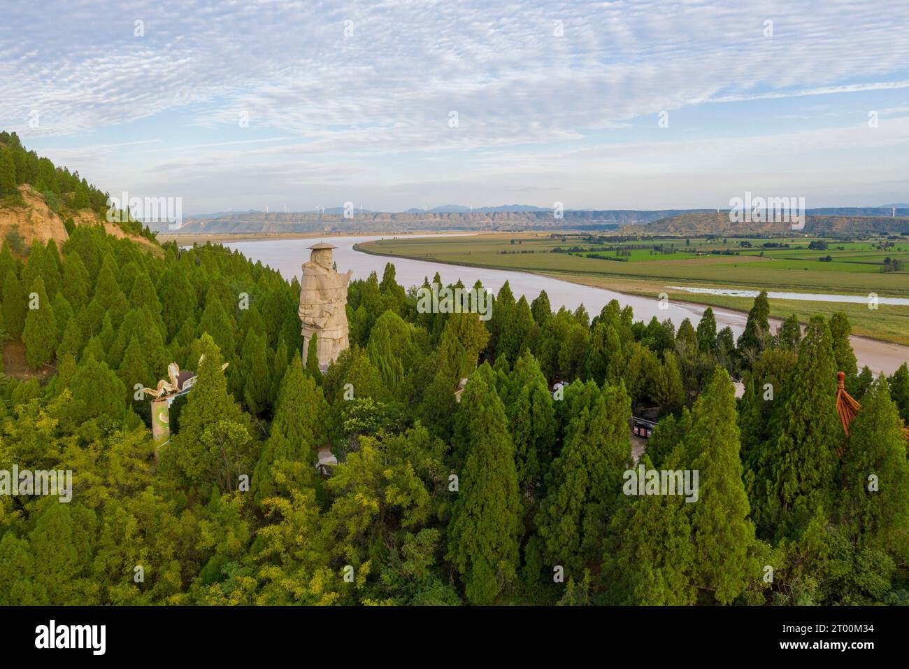 (231003) -- RUICHENG, Oct. 3, 2023 (Xinhua) -- This aerial photo taken ...