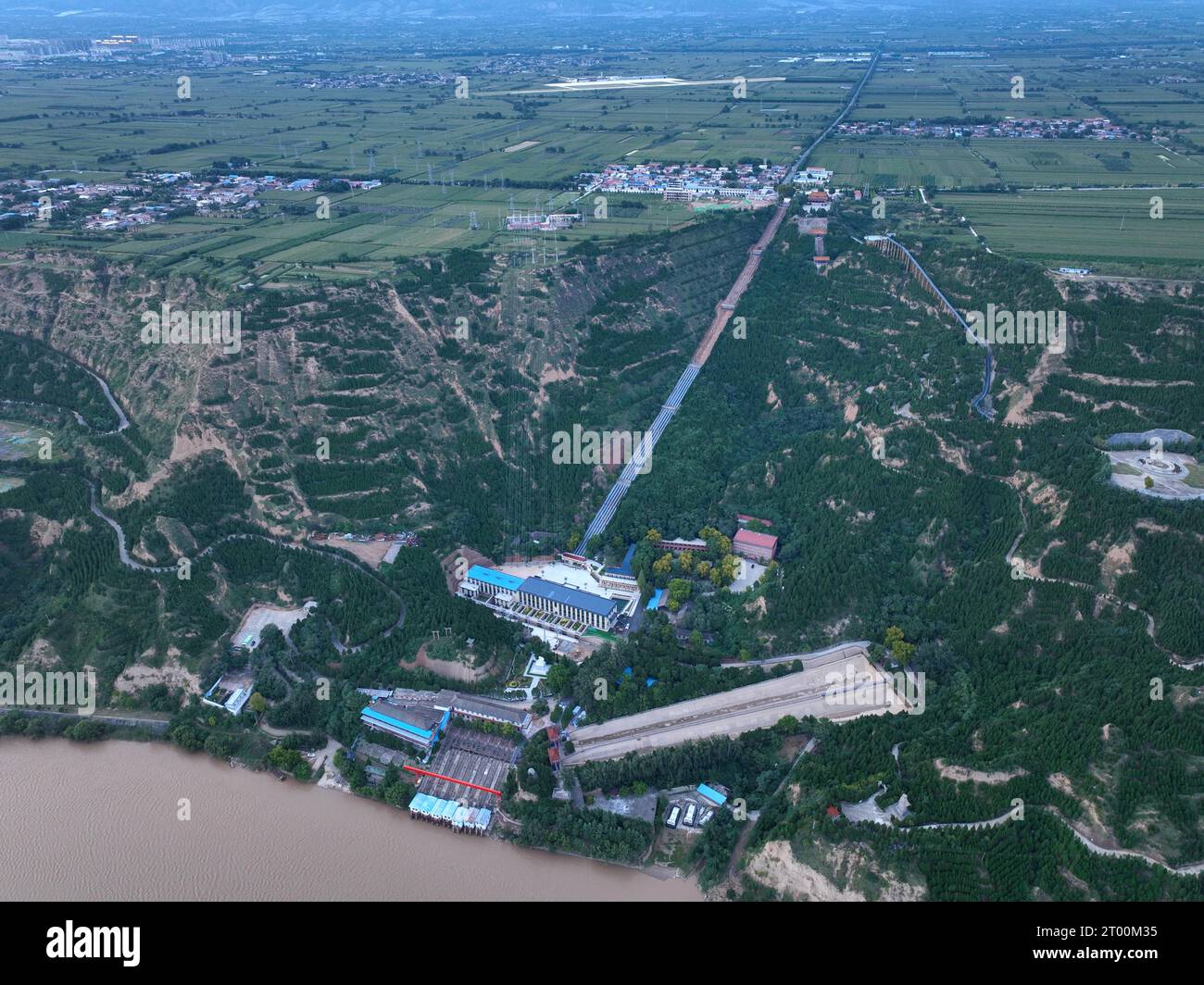 (231003) -- RUICHENG, Oct. 3, 2023 (Xinhua) -- This aerial photo taken ...