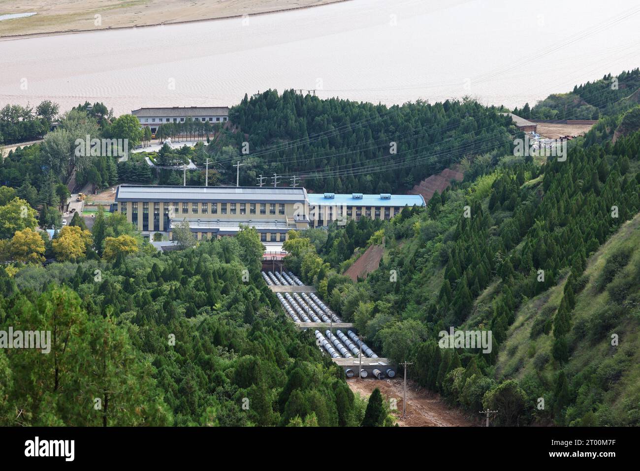 (231003) -- RUICHENG, Oct. 3, 2023 (Xinhua) -- This aerial photo taken ...