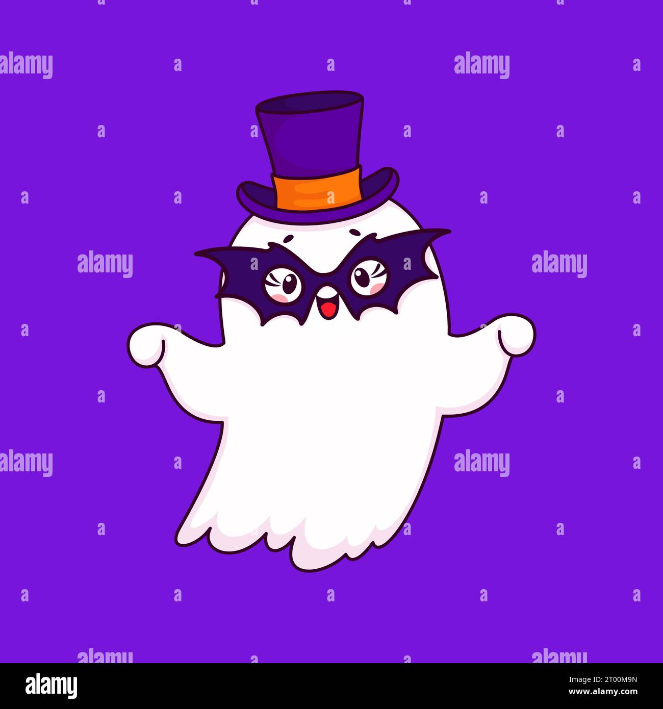 Cartoon Halloween kawaii cute ghost in mask character. Halloween funny ...