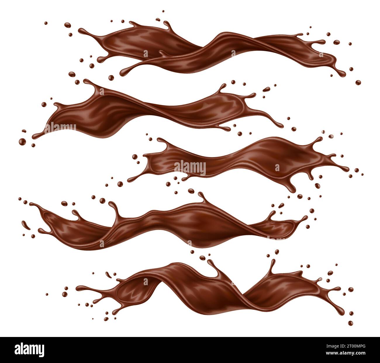 Realistic liquid chocolate splash wave. Brown choco, cream or cacao ...