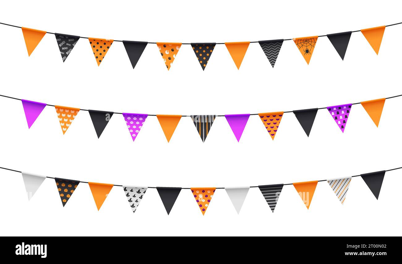 Halloween holiday long garland pennants with festive ornaments ...