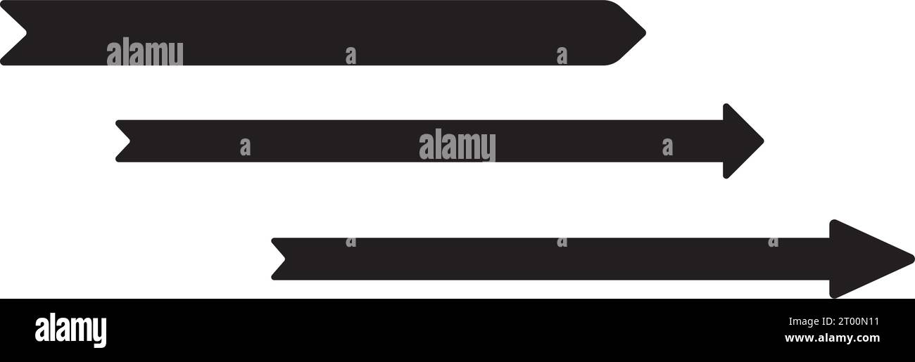 Straight long arrow. Black roughen straight long arrows vector isolated ...