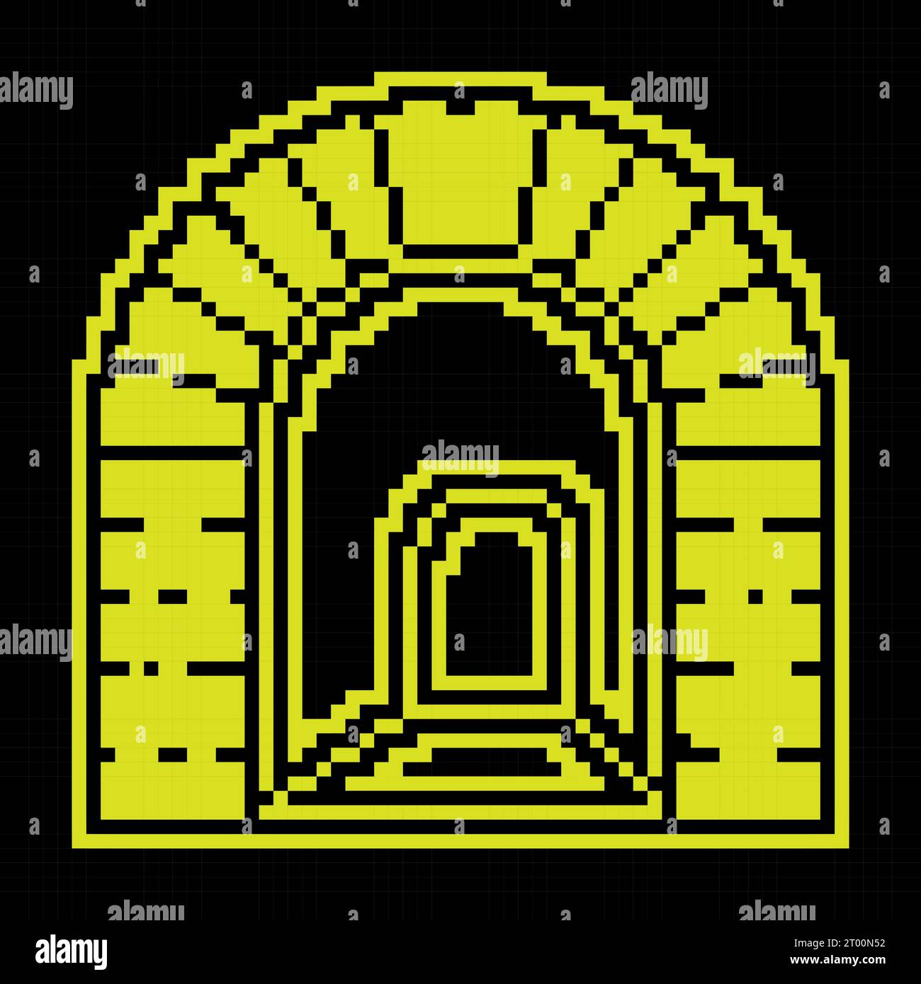 Arched tunnel entrance Pixel silhouette icon. Path into unknown ...