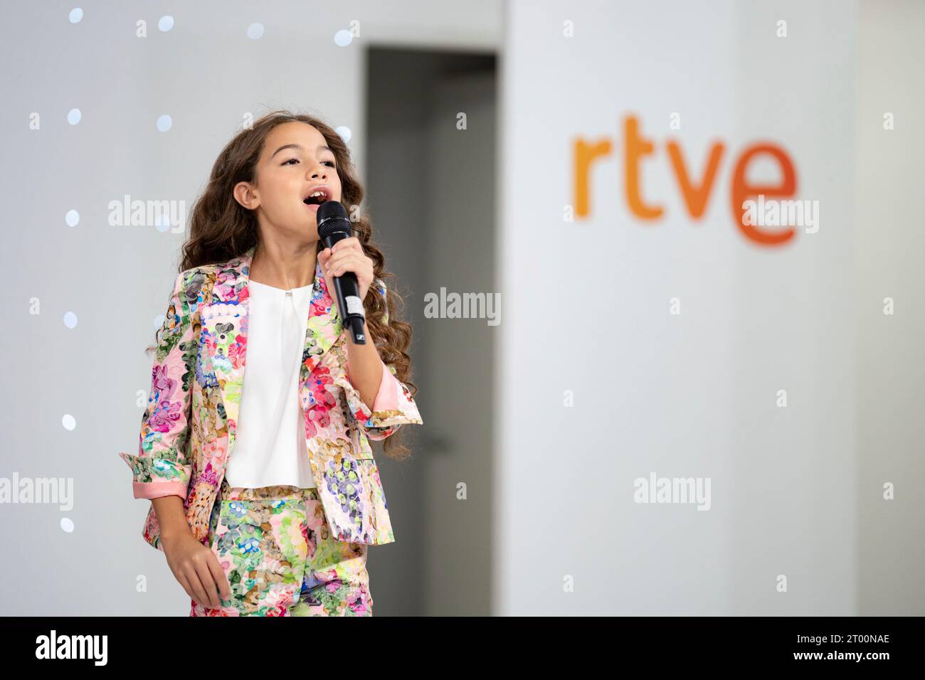 The singer Sandra Valero during the presentation of the song that will ...