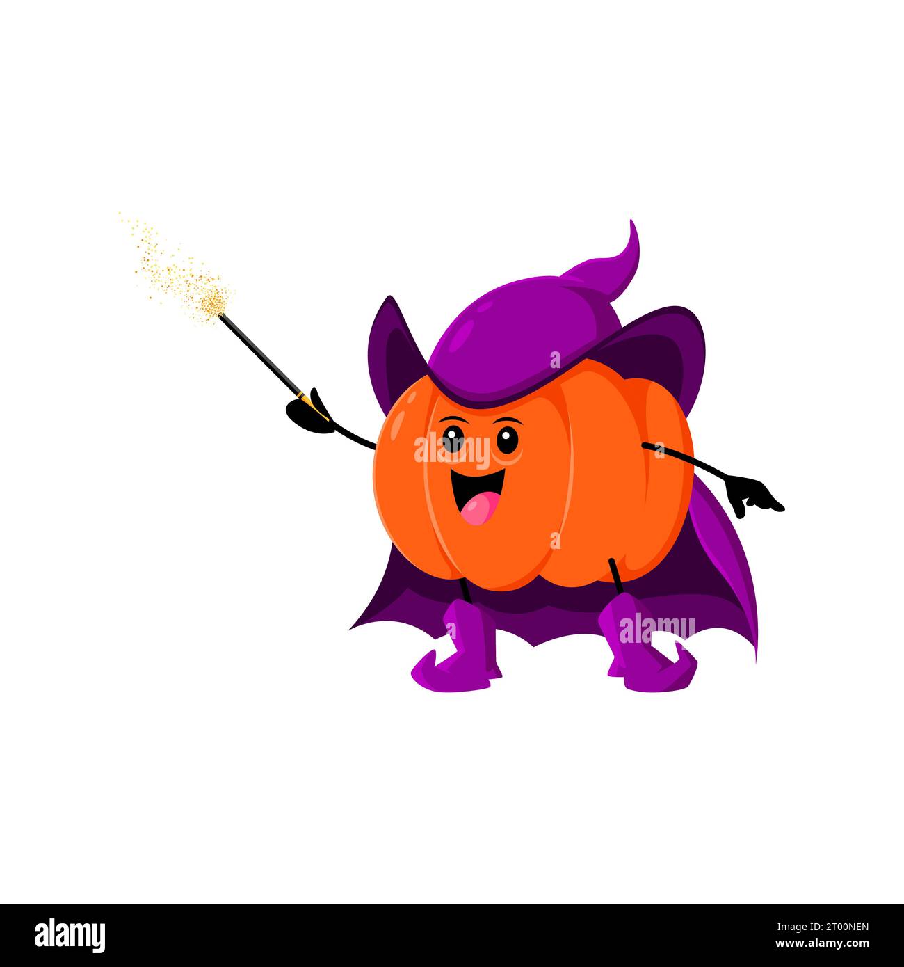 Cartoon Halloween pumpkin wizard character. Isolated vector gourd wiz ...