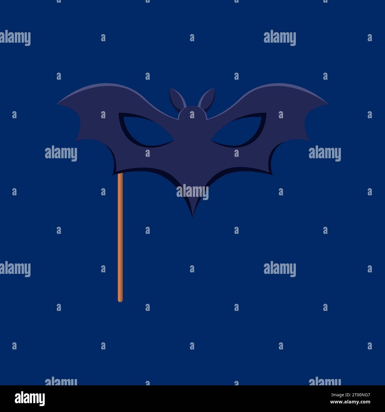 Cartoon Halloween bat photo booth mask with props. Isolated vector ...