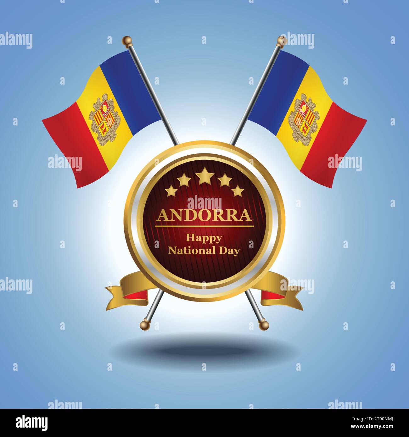 Small National flag of Andorra on Circle With garadasi blue background ...