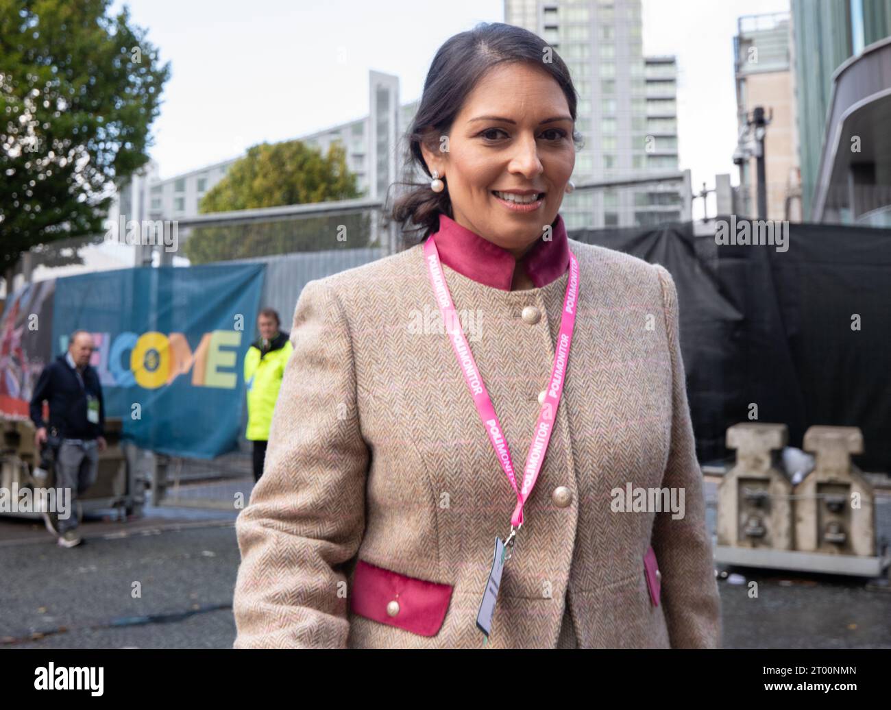 Manchester, UK. 03rd Oct, 2023. Priti Patel poses for pictures after ...