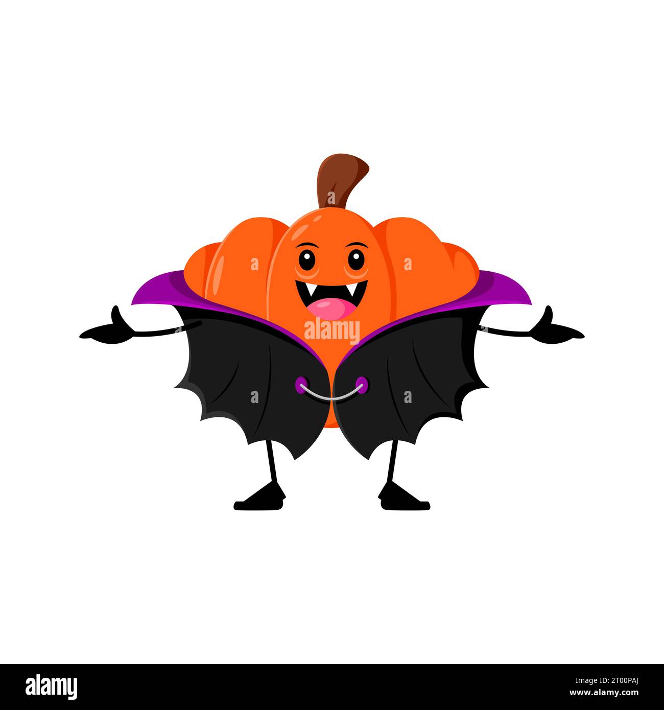 Cartoon Halloween pumpkin vampire character. Isolated cute vector gourd ...